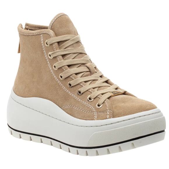 J/SLIDES | Shoes | Jslides Gracie In Sand Suede Leather Mid Platform ...